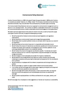 Condron Concrete Environmental Policy Statement - Condron Concrete